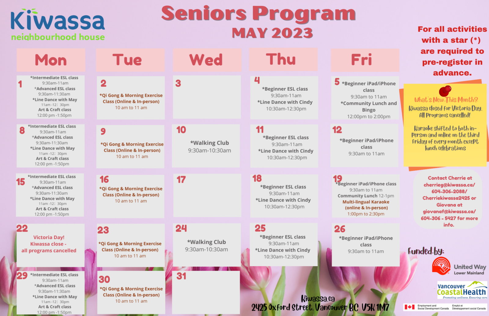 English May Calendar - Kiwassa Neighbourhood House