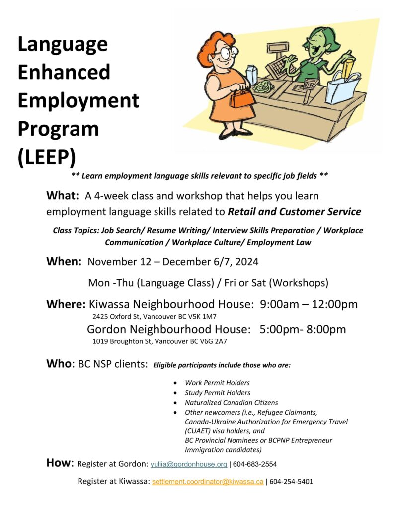 Language Enhanced Employment Program (LEEP) - starting November 12 ...