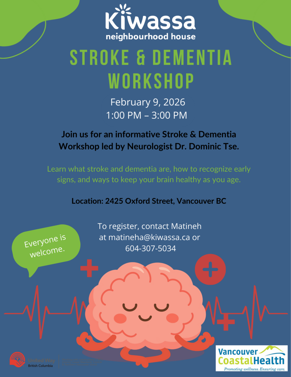 Stroke Dementia Feb 9 2026 Workshop - Kiwassa Neighbourhood House